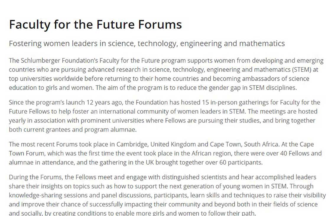 Faculty for the Future Forums | Schlumberger